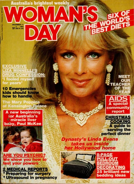 WOMAN'S DAY - Dec 17, 1984 - Linda Evans, Liza Minnelli, Olivia Newton ...