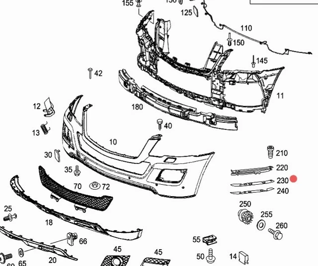 MERCEDES W164ML MID LAYER BRACKET FRONT BUMPER OEM 1648890295 £18.01 ...