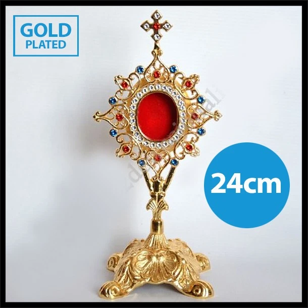 CHRISTIAN CATHOLIC GOLD Brass Semi-precious Stones Table Altar Church ...