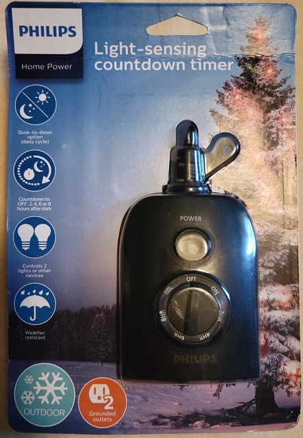 PHILIPS HOME POWER Outdoor Light Sensing Countdown Timer Dusk to Dawn 2 ...