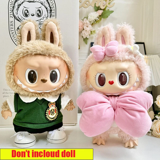 THE MONSTERS LABUBU 38CM Plush Doll Diy Big Pink Bow + Hair Clip Set ...