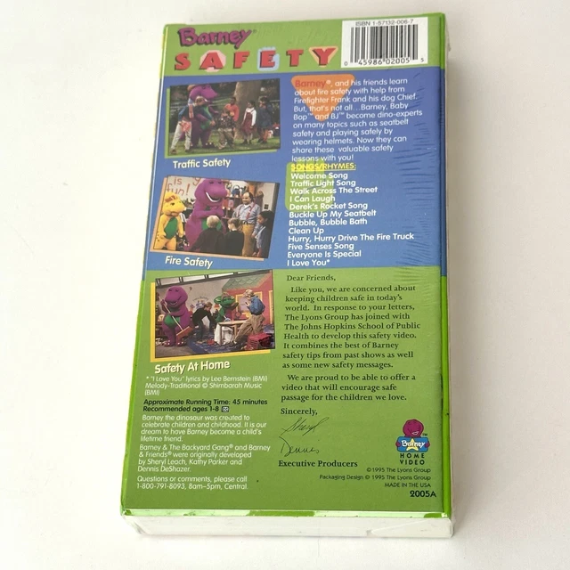 BARNEY SAFETY VHS Home Video Tape 1995 Lyons Group Rare SEALED £31.75 ...