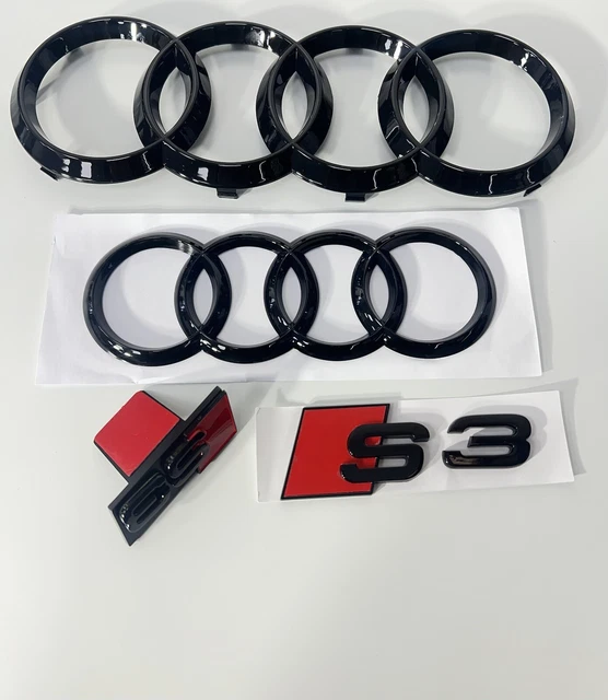 FULL SET OF Audi S3 Gloss Black Badges Emblem ( Grill&Rear Ring, UK ...