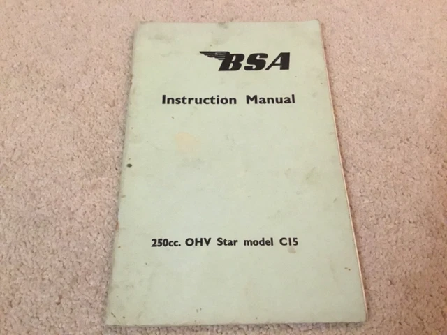 BSA INSTRUCTION Manual 250cc OHV Star Model C15 100520 £4.99 - PicClick UK