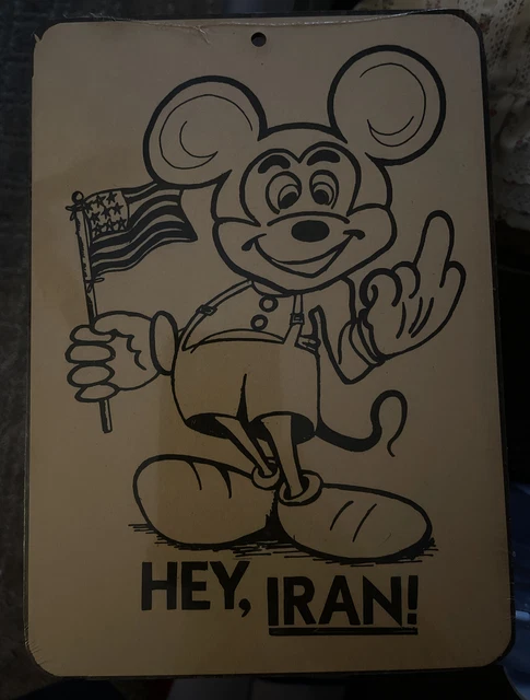 MICKEY MOUSE GIVING The Finger says HEY IRAN! 1980's Bird 70’s Wooden ...