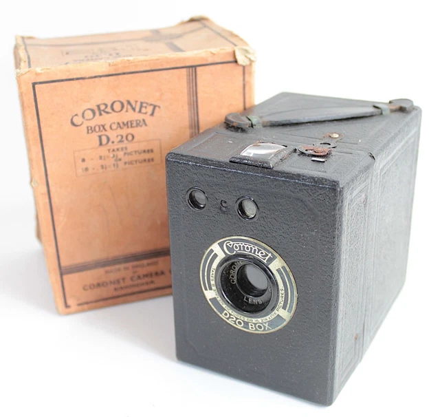 VINTAGE CORONET BOX Camera D.20 Meniscus Lens in original box £9.99 ...