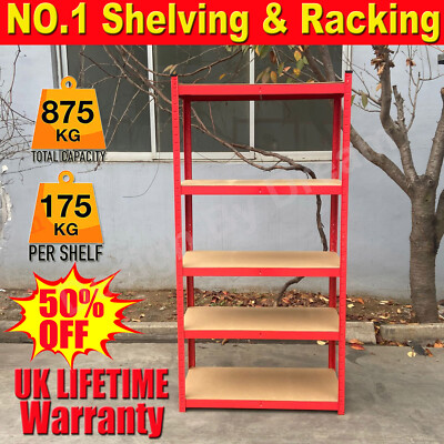 HEAVY DUTY GARAGE Racking Storage Shelving Unit Boltless Thick Shelves ...