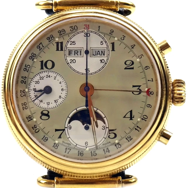 SWISS MADE CHRONOGRAPH Automatic Moon-Phases Full Calendar Watch ...
