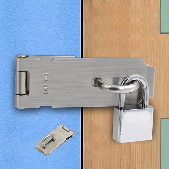 BURGLAR-PROOF STAINLESS STEEL-DOOR Clasp Lock Shed Latch Padlock-Hasp ...