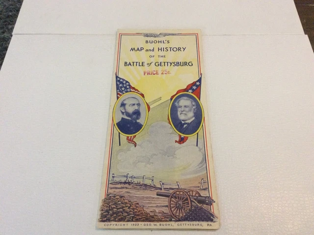 VINTAGE BUOHLS MAP And History Of The Battle Of Gettysburg Brochure ...