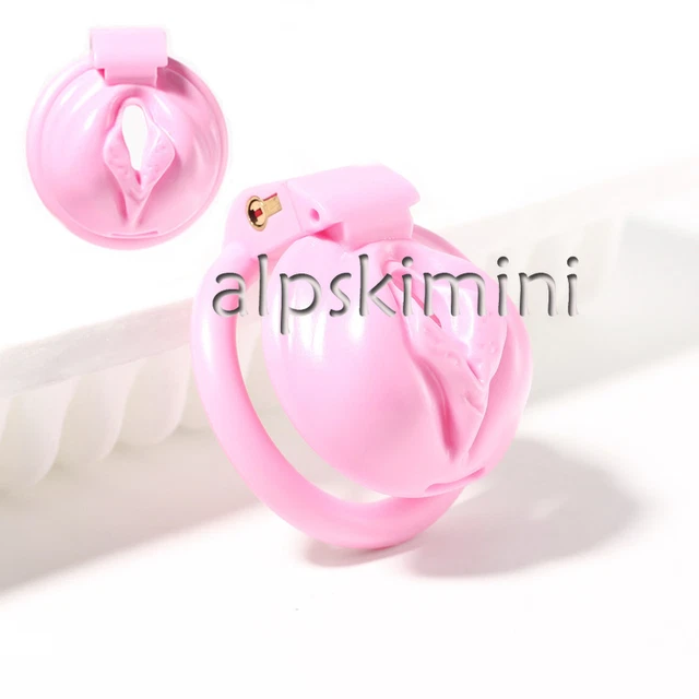 Sissy Pink Pussy Cage Small Male Chastity Devices 4 Rings Chastity