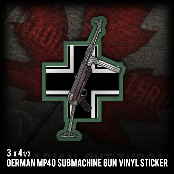 MP40 GERMAN ARMY Gun WW2 Warfare Military Rifle Vinyl Decal Sticker $10 ...
