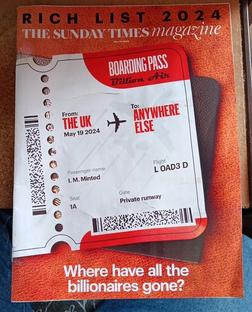 SUNDAY TIMES RICH List Magazine May 19th 2024 £9.00 - PicClick UK
