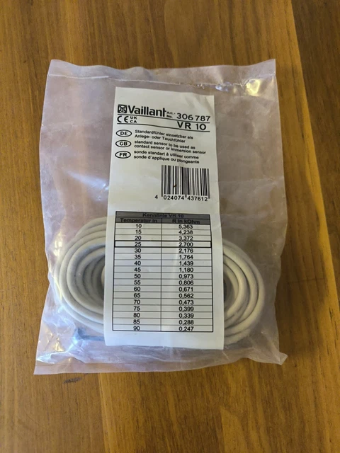 VAILLANT 306787 STANDARDFÜHLER Anlege-oder Tauchfühler VR10 Vaillant 30 ...