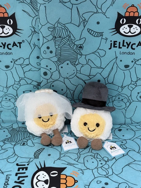 JELLYCAT AMUSEABLES BOILED Egg Couple Bride Groom Plush Set with Tags ...