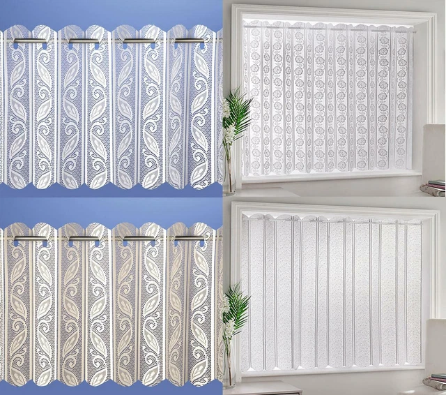 LACE NET VOILE LOUVRE VERTICAL PLEATED WINDOW BLIND PANEL 2 Colours & 3 ...