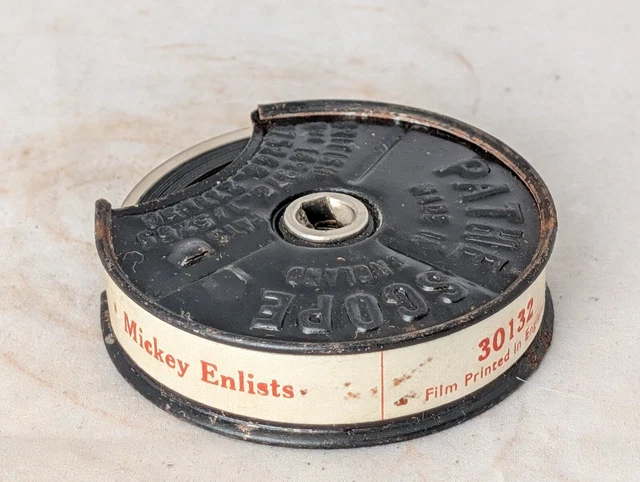 PATHESCOPE WALT DISNEY Mickey Mouse Enlists Film Reel 9.5mm Vintage ...