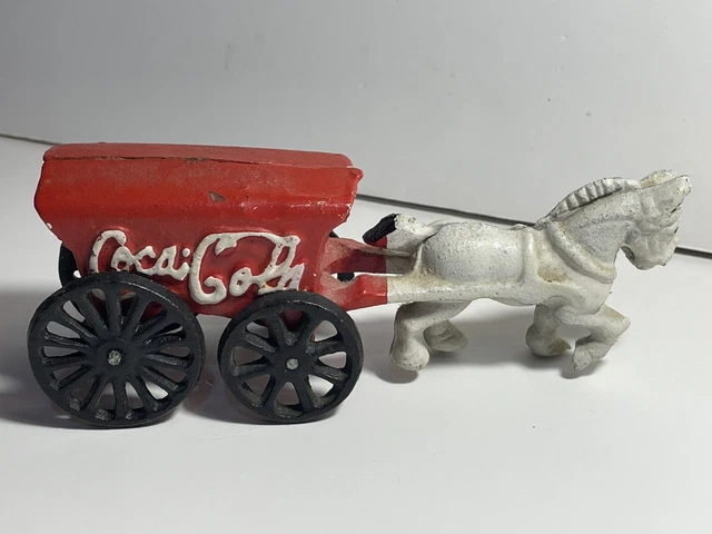JOUET VINTAGE EN fonte chariot Coca-Cola tiré par des chevaux EUR 48,42 ...