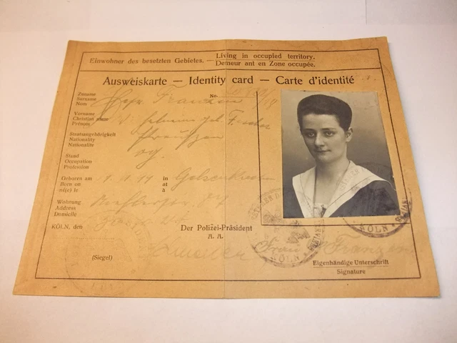 HISTORISCHE PAPIERE UND Dokumente: Ausweispapier Ausweiskarte Ausweis ...