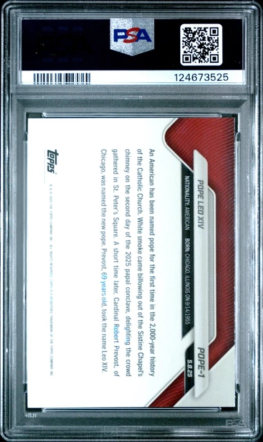 2025 TOPPS NOW #POPE1 Pope Leo XIV PSA 8 1st American Pope Chicago NM ...