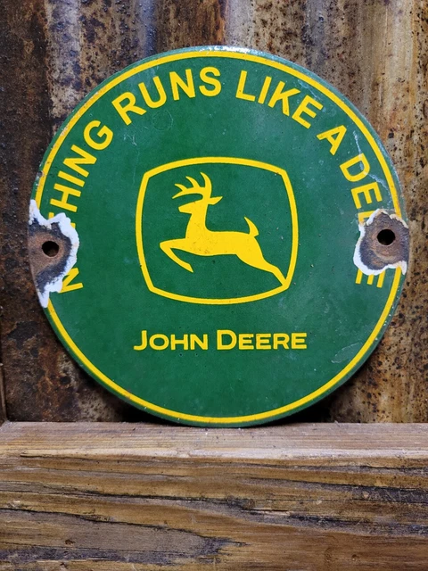 VINTAGE JOHN DEERE Porcelain Sign Farm Tractor Equipment Dealer ...
