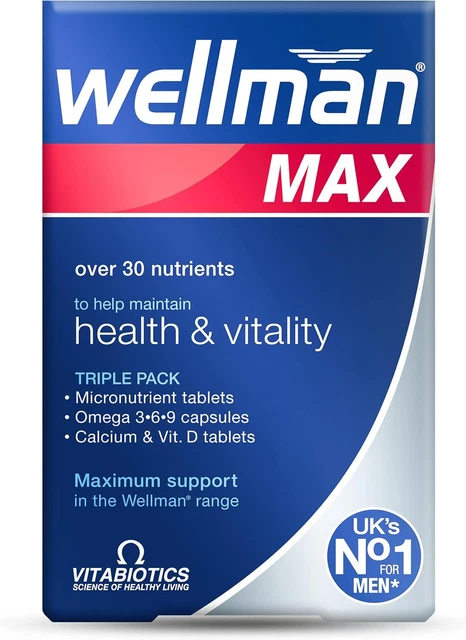 WELLMAN MAX - Maximum Strength Multivitamin Formula Mix with Support ...
