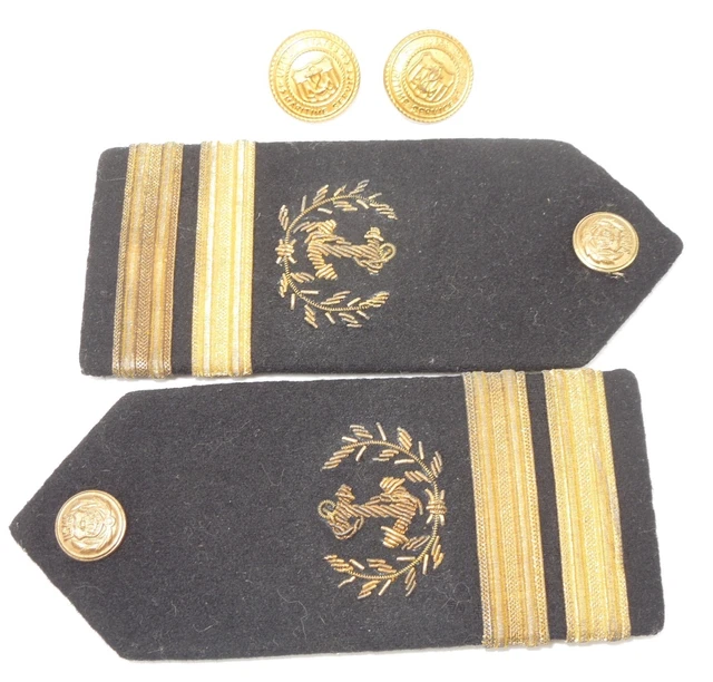 ORIGINAL WWII USMS Maritime Service Bullion Lieutenant Shoulder Boards ...