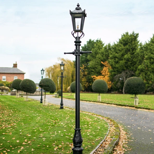 NEW 2.7M BLACK Victorian Lamp Post & Lantern Set - Outdoor Lighting £ ...
