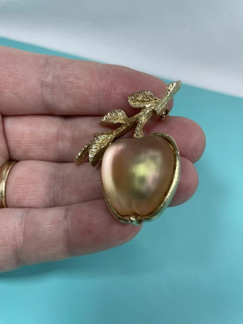 1970'S VINTAGE GOLD Bonded Sarah Coventry Apple Pin Brooch called ...