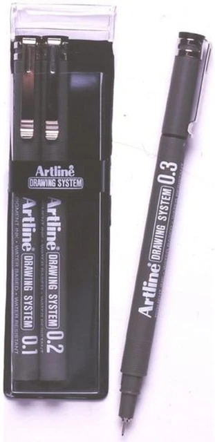 230 DRAWING SYSTEM Pen 3 Nib Sizes Black Wallet 3, SIZES (1-2-3) (Model ...