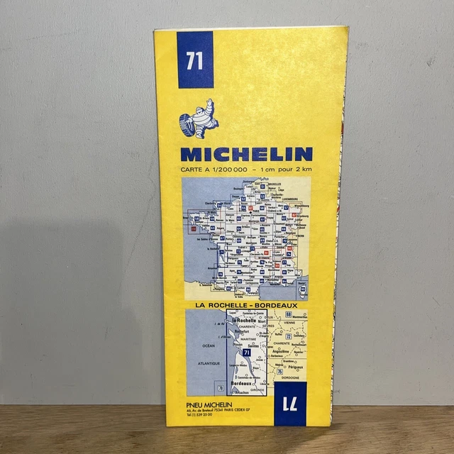 ANCIENNE CARTE ROUTIÈRE Michelin 71 La Rochelle - Bordeaux 12è Éd. 1977 ...