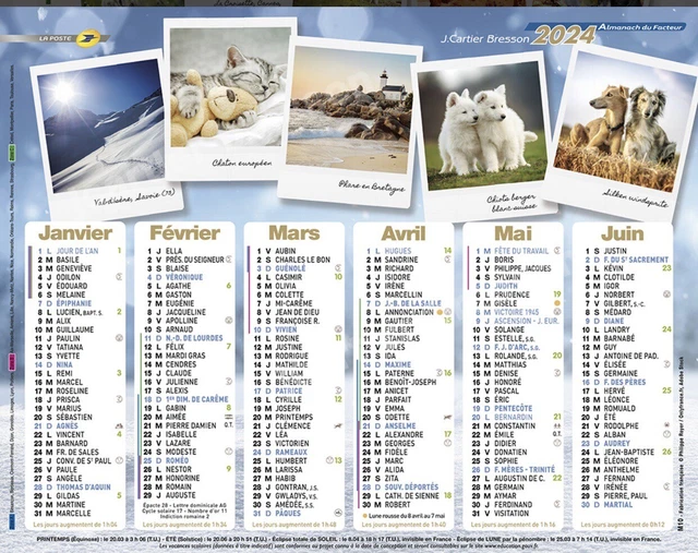 CALENDRIER LA POSTE Almanachs 2024 Cartier Bresson EUR 9,89 - PicClick FR