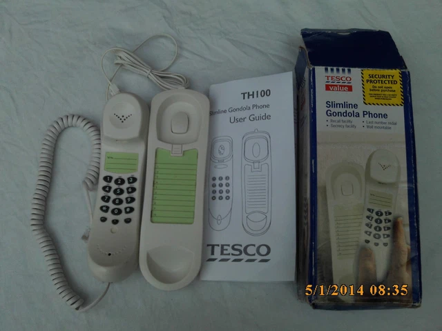 TESCO TH100 LANDLINE slimline white gondola telephone with wall ...