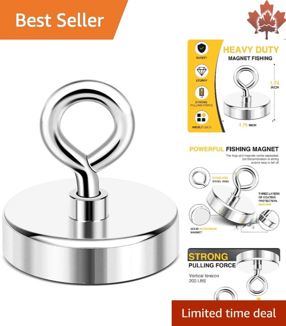 SUPER STRONG FISHING Magnets - 200 lbs Pulling Force, Eyebolt - 44mm ...