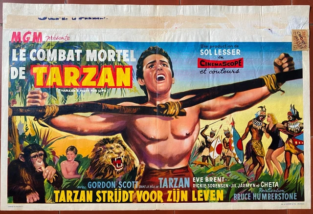 AFFICHE BELGE LA COMBAT MORTEL DE TARZAN Tarzan's fight for life GORDON ...
