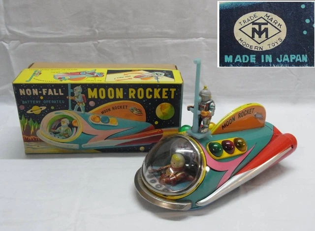 VINTAGE TIN TOY Moon Rocket 9" Masudaya Modern Toys Made in Japan Great ...