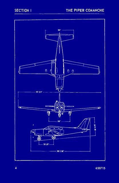 PIPER PA-24 COMANCHE Plan Views & Training Flight Manual PDF Historic ...