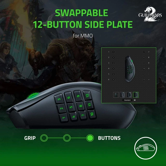 RAZER NAGA PRO Gaming Mouse Dual Wireless 20.000 DPI Modular RGB MOBA ...