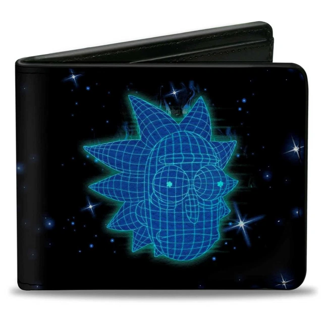 BI-FOLD WALLET RICK and Morty Rick Electric Face Grid Black/Blues EUR ...
