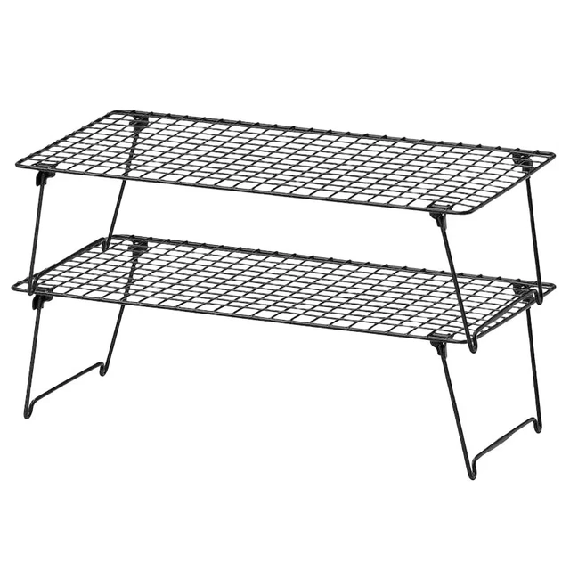2X IKEA GREJIG Steel Shoe Rack Foldable Stackable Shoe Shelf Dark Grey ...