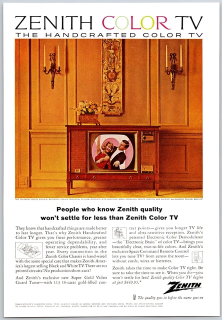 1964 ZENITH COLOR TV Handcrafted Finer Performance Vintage Print Ad £11 ...