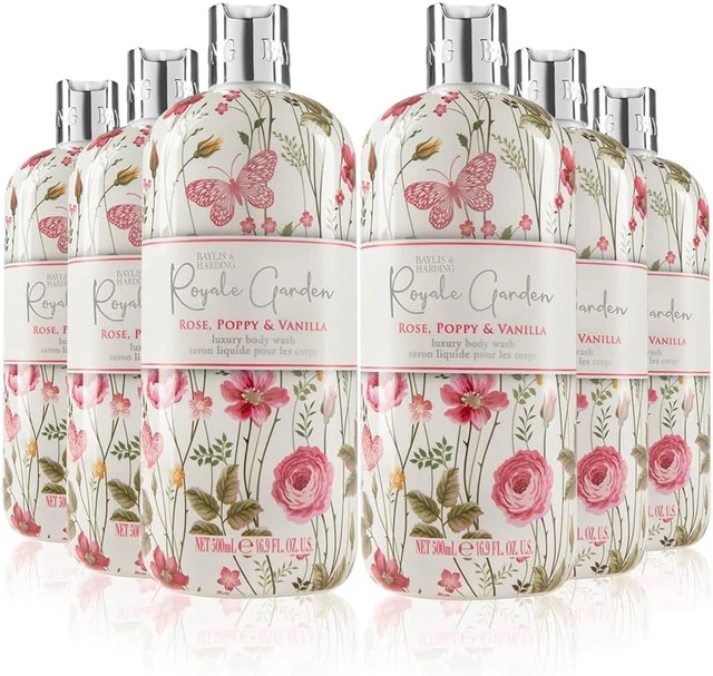BAYLIS & HARDING Royale Garden Rose, Poppy & Vanilla Body Wash 500ml ...