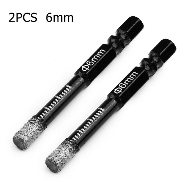 2 PCS DIAMOND Dry Drill Bit 6mm Black Ceramic For Hex Shank Hole Saw ...