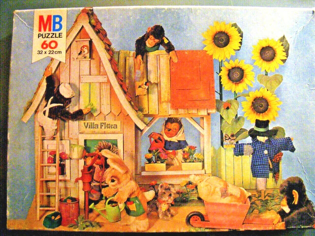 PUZZLE NIEDLICH ALT Kinder vintage selten MB 60 Teile Igel Hase Teddy ...