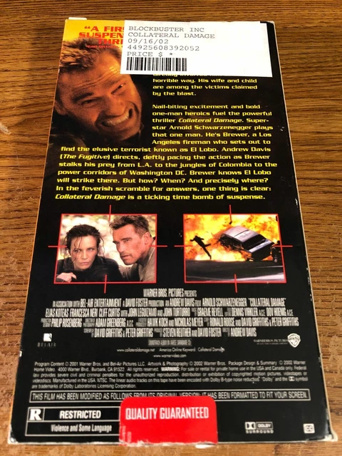 COLLATERAL DAMAGE VHS VCR Video Tape Movie Arnold Schwarzenegger Used £6.44 - PicClick UK