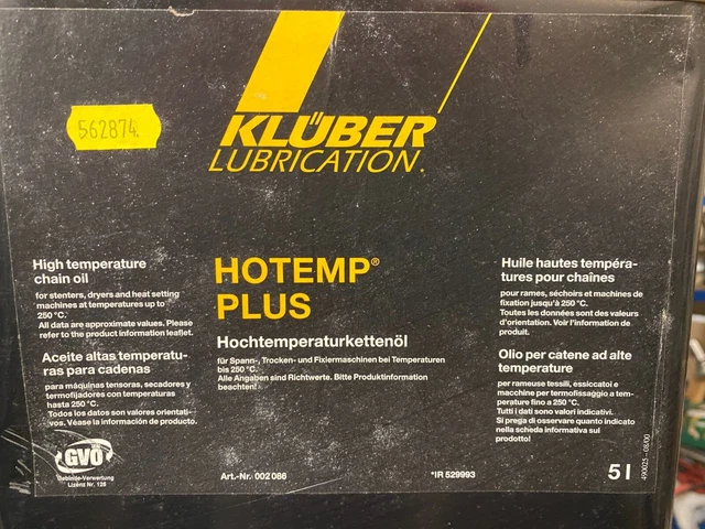 KLUBER HOTEMP PLUS, 5 Litres, high-temperature oil 250 C £495.00 - PicClick UK