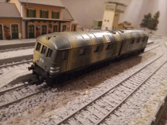 LOCOMOTIVA LIMA DIESEL per treno militare tedesco KG scala H0 1:87 non ...