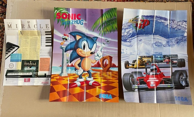 POSTER OFFICIEL NINTENDO Sega Mega Drive Sonic Super Monaco GP Miracle ...