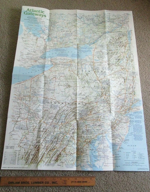 ATLANTIC GATEWAYS 1983 VINTAGE NATIONAL GEOGRAPHIC MAP Wall Poster MX44 ...