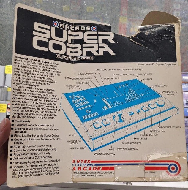 SUPER COBRA VINTAGE 1982 Entex Handheld Electronic Arcade Video Game ...
